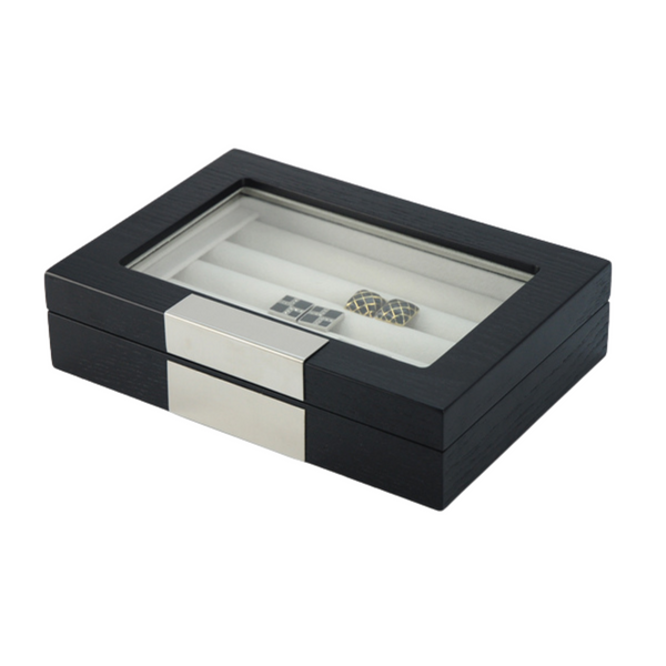 20 Pairs Black Wooden Cufflink Box - Clinks Australia