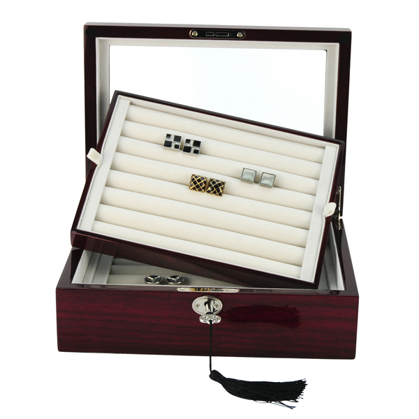 72 Pairs Cherry Wooden Cufflink Box - Clinks Australia