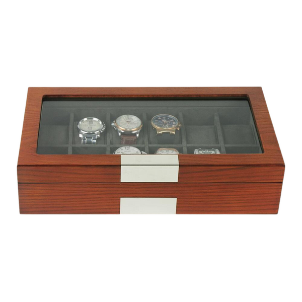 Mahogany Watch Storage Box for 12 Watches - Clinks Australia