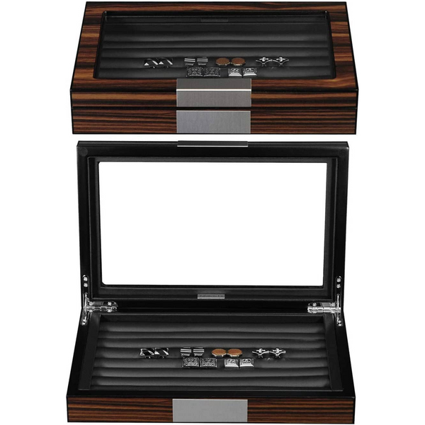 40 Pair Cufflink Box in Ebony Wood - Clinks Australia