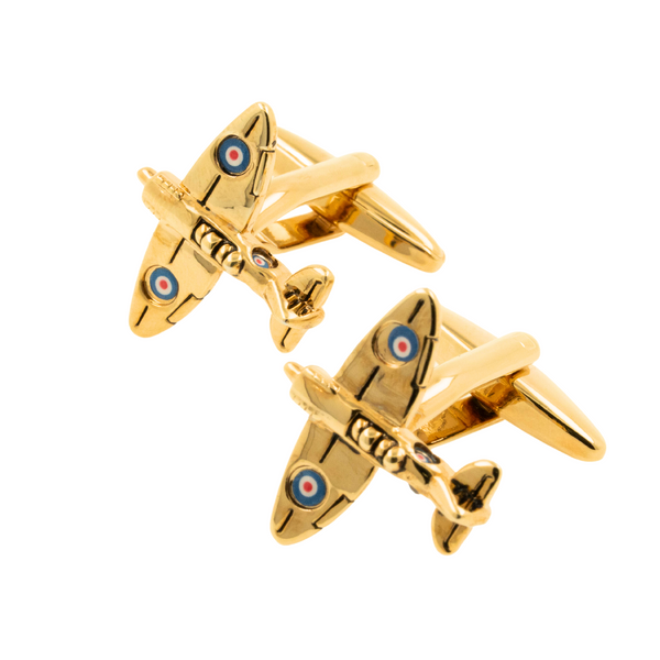 Gold Spitfire Airplane Cufflinks - Clinks Australia