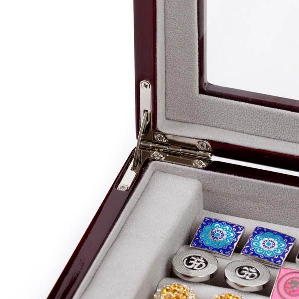 20 Pair Mahogany Cufflink Box - Clinks Australia