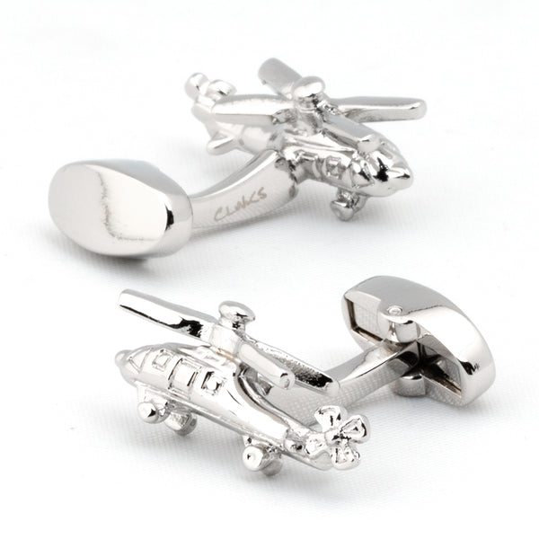 Silver Helicopter Cufflinks - Clinks Australia