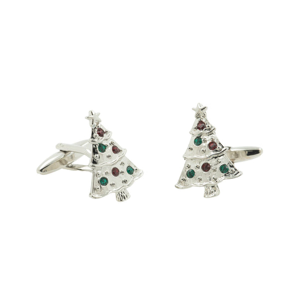 Silver Christmas Tree Cufflinks - Clinks Australia