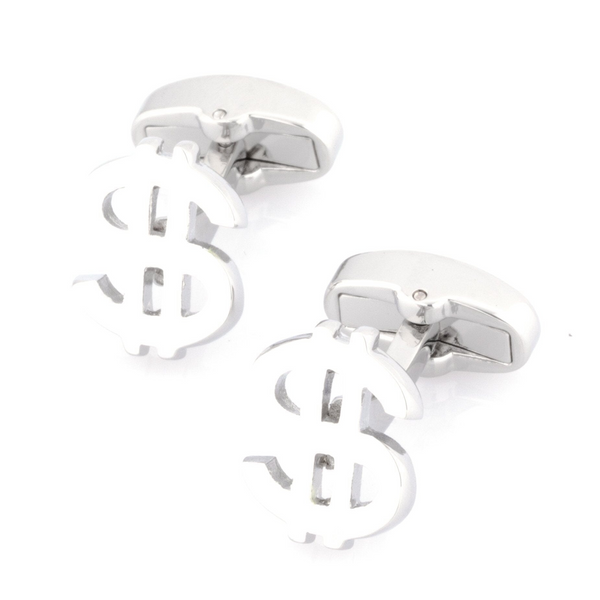 Silver Dollar Sign Cufflinks - Clinks Australia