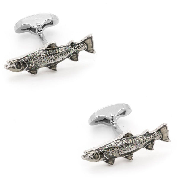 Sparkle Scaled Rainbow Trout Fish Cufflinks - Clinks Australia